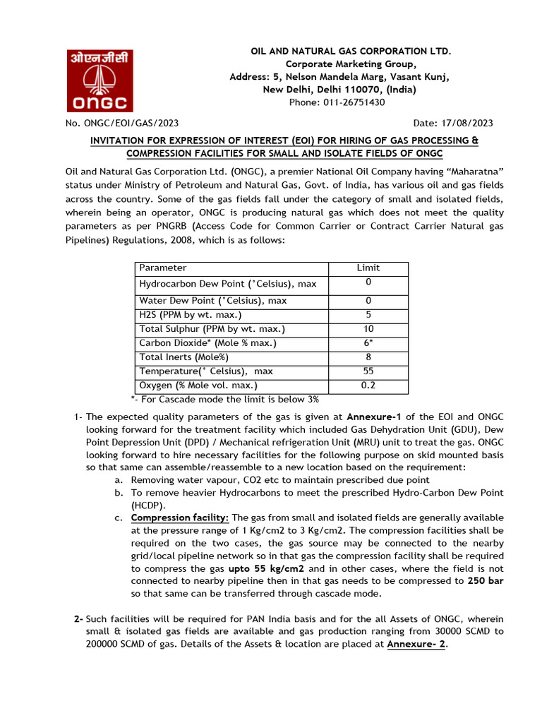 expression of intrest gdu | PDF | Natural Gas | Petroleum