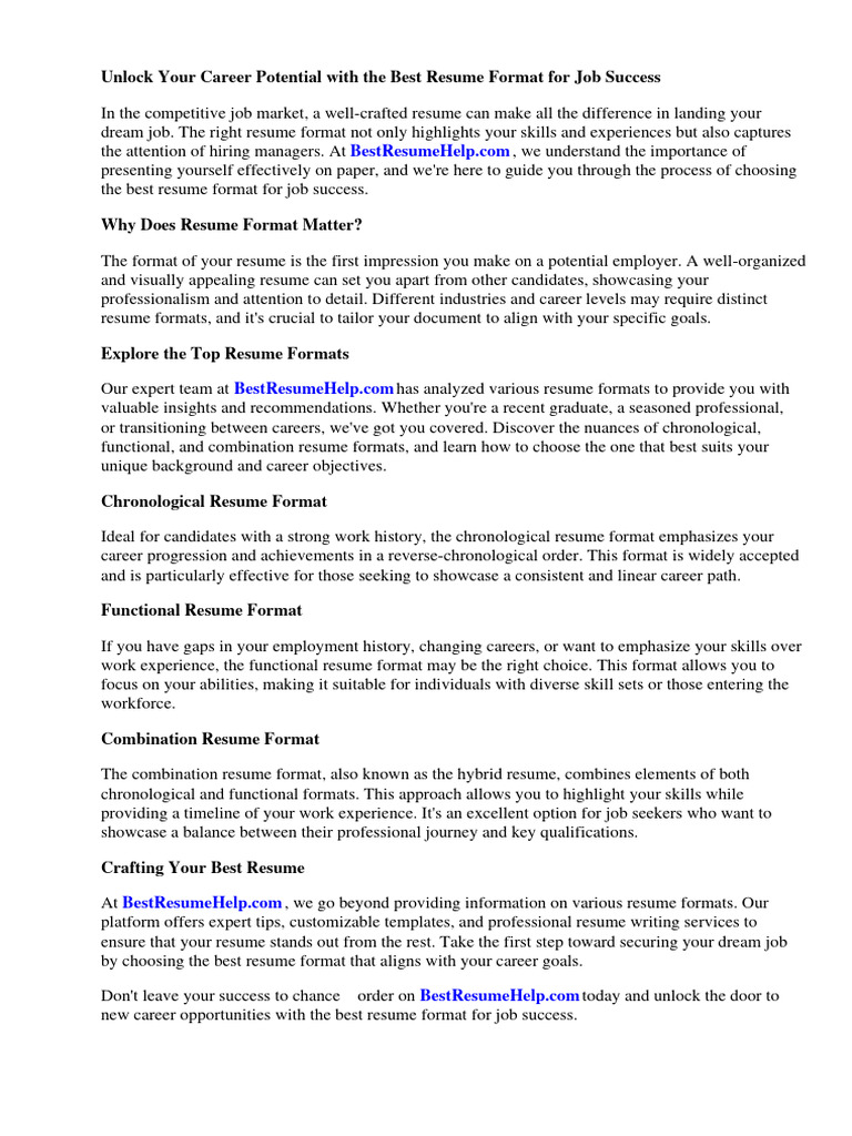 Best Resume Format For Job Interview | PDF | Résumé | Job Interview