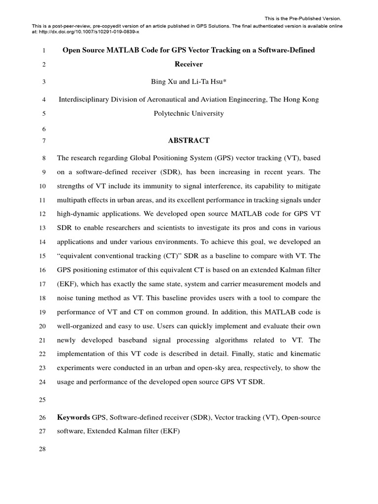 Xu Open-Source MATLAB GPS | PDF | Software Defined Radio | Global ...