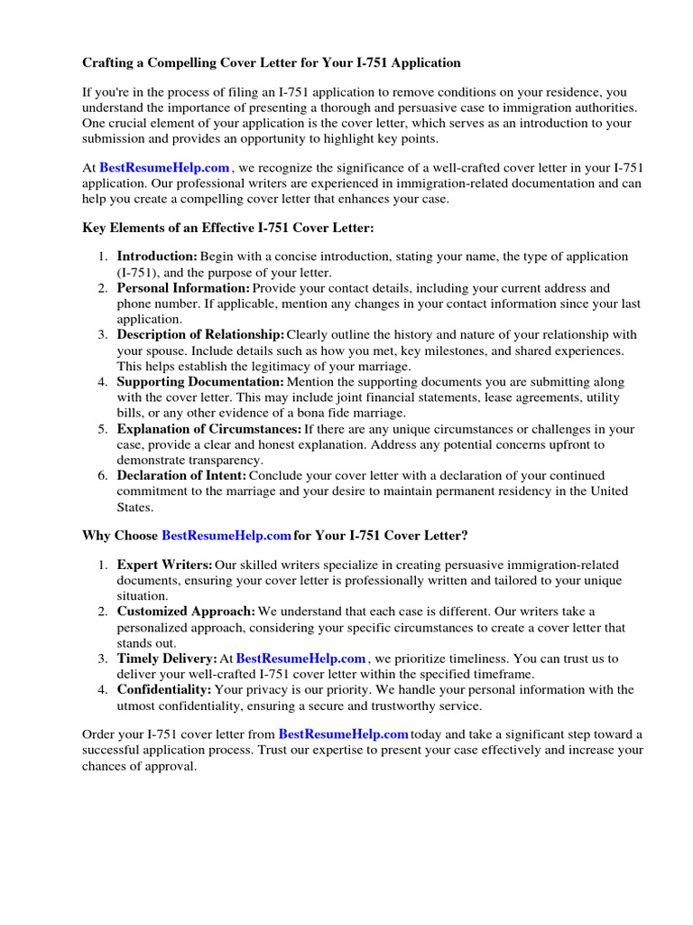Cover Letter For I 751 Application | PDF | Résumé | Editing