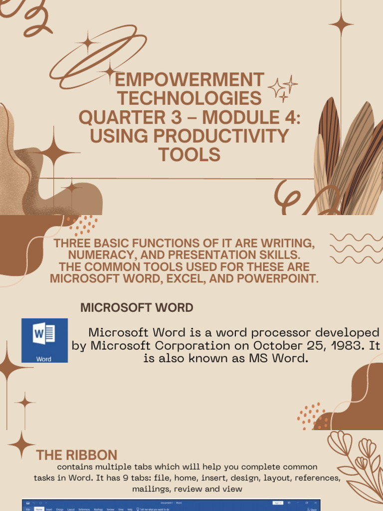 Using Microsoft Productivity Tools | PDF | Microsoft Excel | Microsoft Word