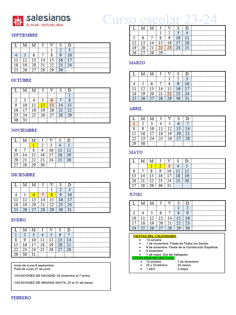 Calendario 2023 2024 | PDF | Observancias | Fiestas cristianas y días santos