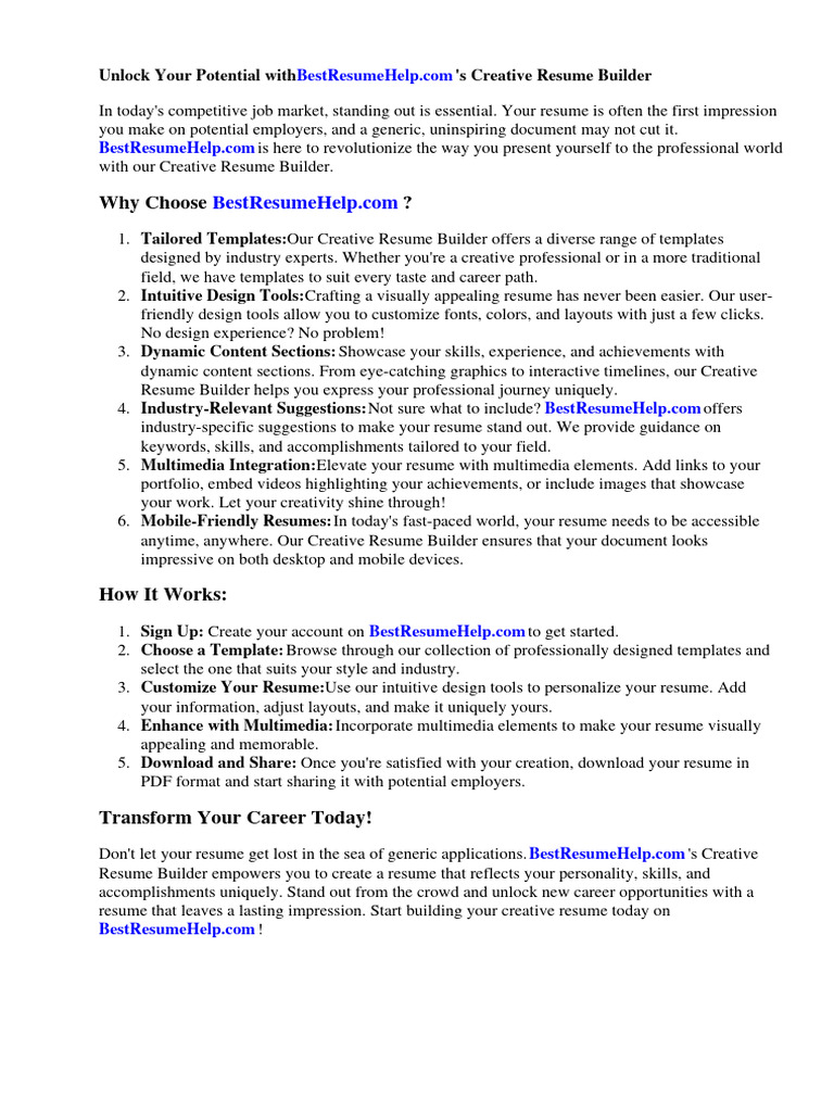 Creative Resume Builder | PDF | Résumé | Page Layout