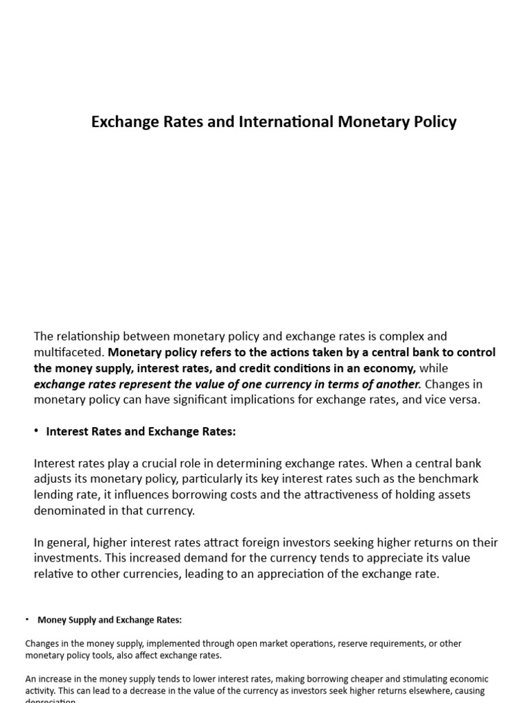 Monetary Policy and Exchange Rate Dynamics | PDF | Monetary Policy ...