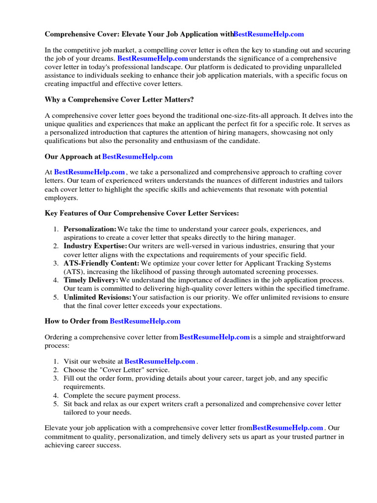 Comprehensive Cover Letter | PDF | Résumé