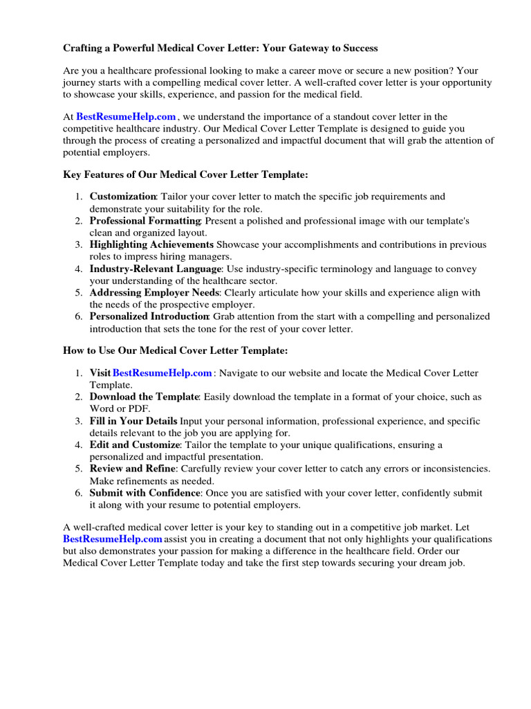 Medical Cover Letter Guide & Template | PDF | Résumé | Recruitment