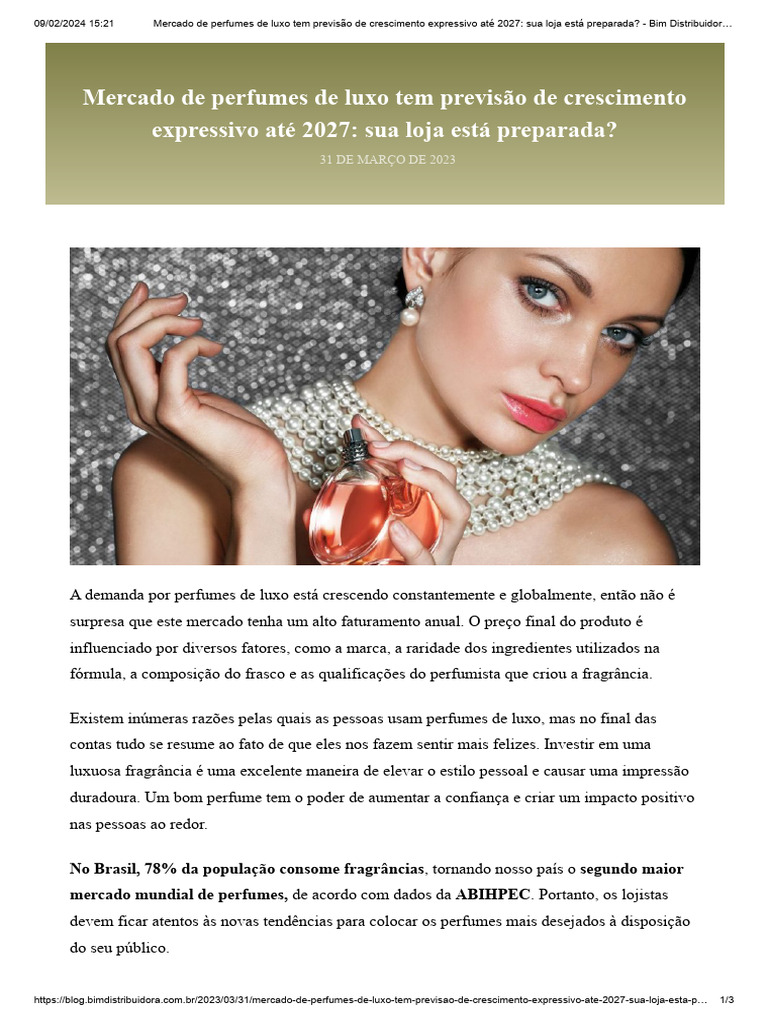 Mercado de Perfumes de Luxo Tem Previsão de Crescimento Expressivo Até ...