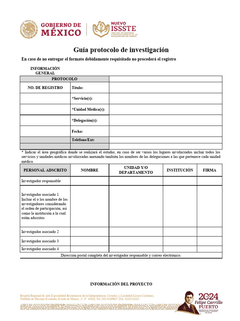 Formato de Protocolos 2024 | Descargar gratis PDF | Muestreo (Estadísticas) | Consentimiento ...