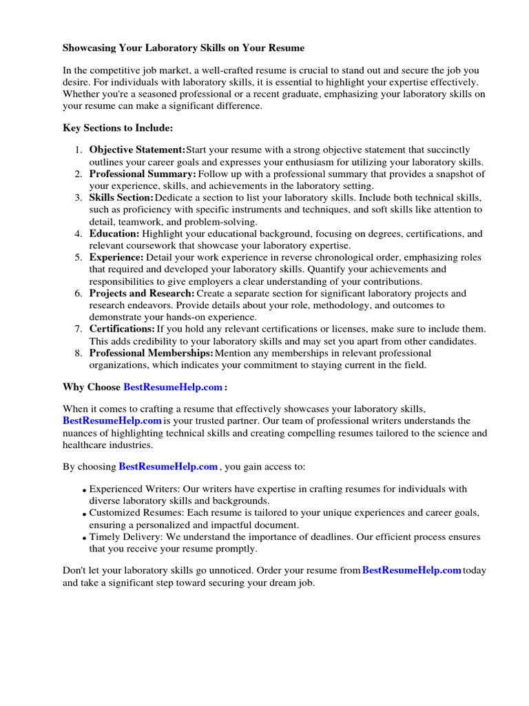 Laboratory Skills Resume | PDF | Laboratories | Résumé