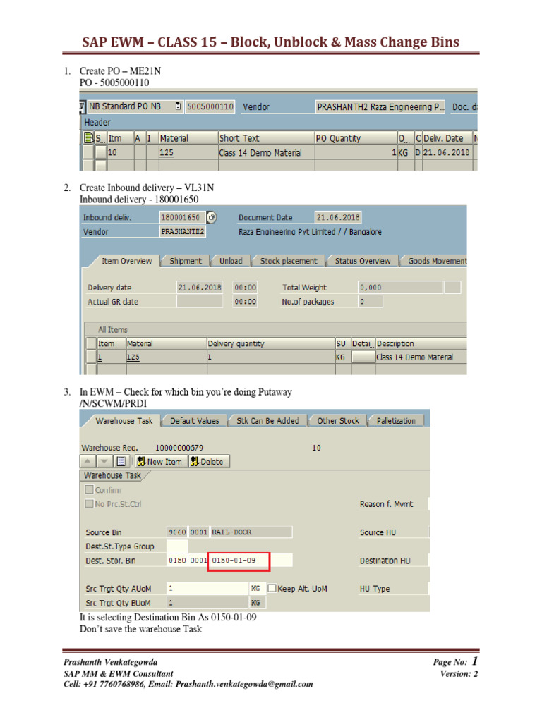 Unblocking and Managing SAP EWM Bins | PDF | Business Process ...
