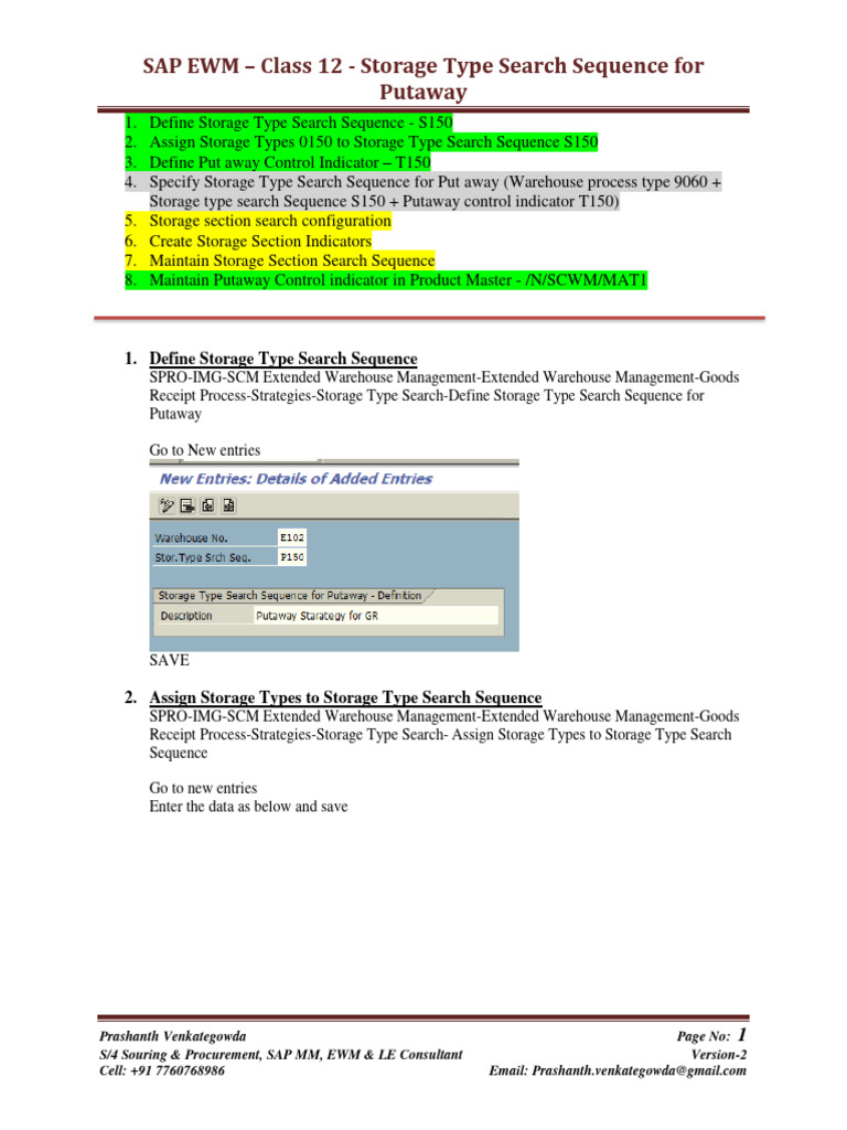 EWM CLASS 12 - Storage Type Search Sequence For Put-Away | PDF ...