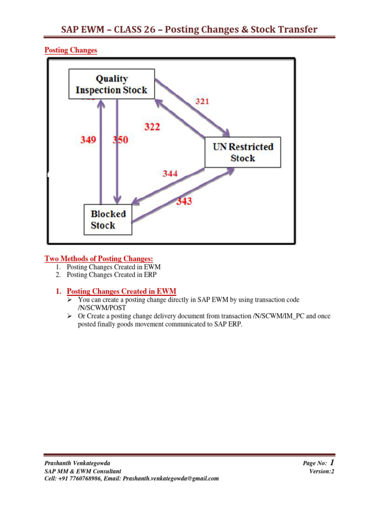 EWM CLASS 26 - Posting Changes - Stock Transfer Configuration | PDF ...