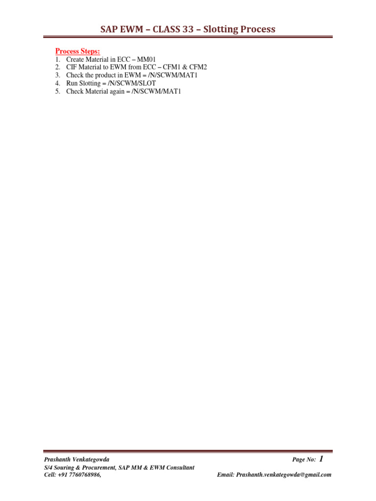 SAP EWM Slotting Process Overview | PDF | Warehouse | Information ...