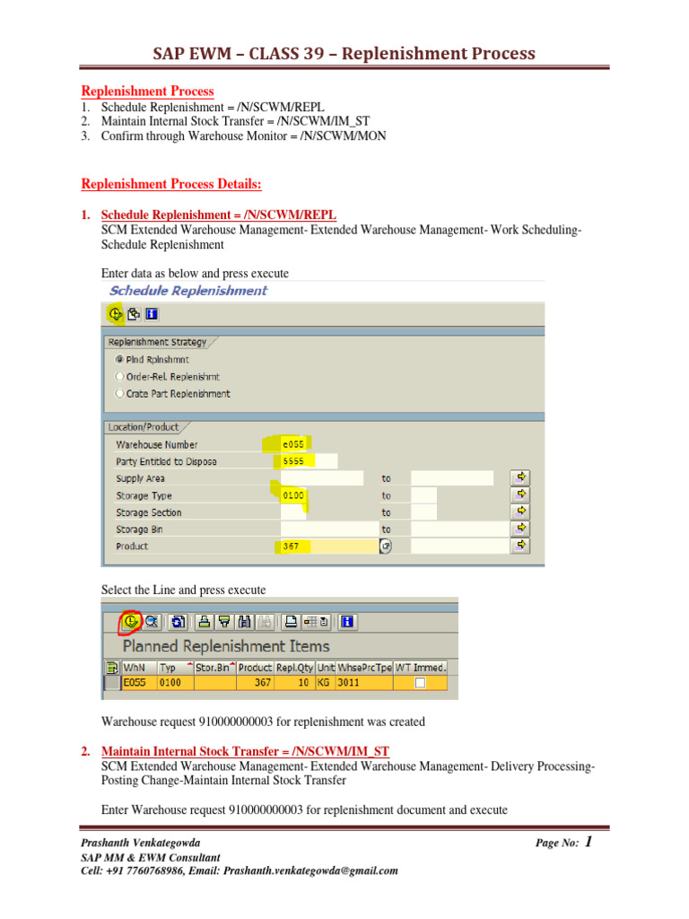 EWM CLASS 39 - Replenishment Process | PDF