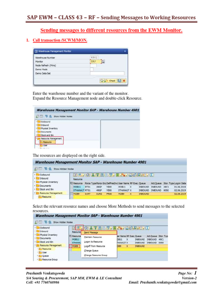 EWM CLASS 43 - RF - Sending Messages To Working Resources | PDF | Radio ...