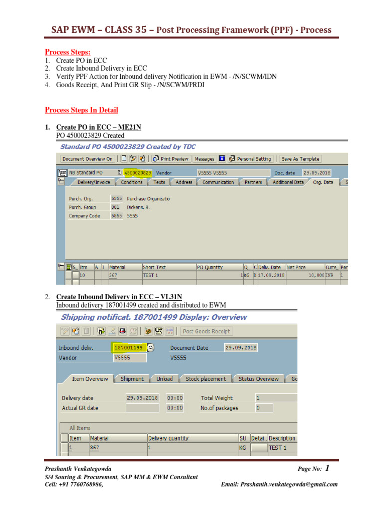 EWM CLASS 35 - Post Processing Framework (PPF) Process | PDF | Supply ...