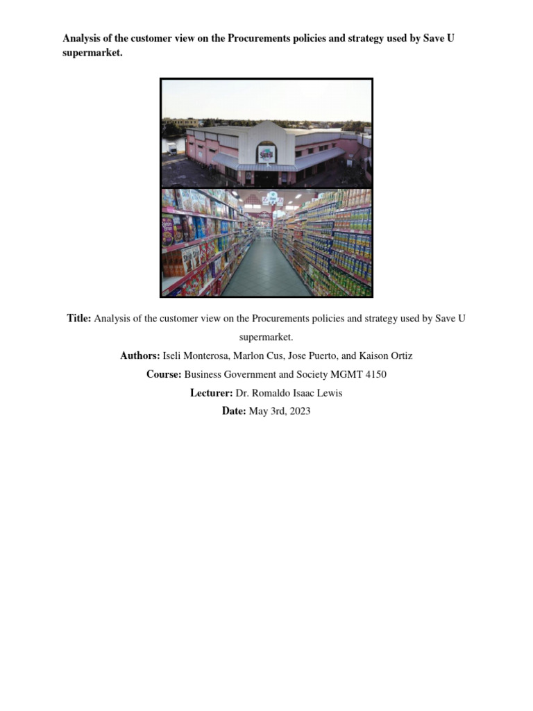 _MGMT 4150 BGS_ Analysis of the Customer View on the Procurement ...
