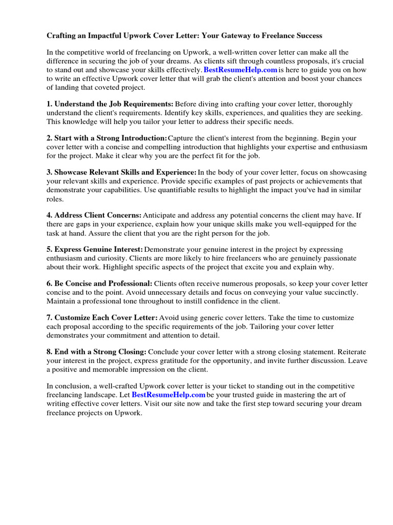 How To Write Effective Cover Letter For Upwork | Download Free PDF ... How To Write Effective Cover Letter For Upwork | Download Free PDF ...