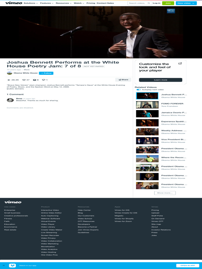 Joshua Bennett Performs at The White House Poetry Jam: 7 of 8 | PDF ...