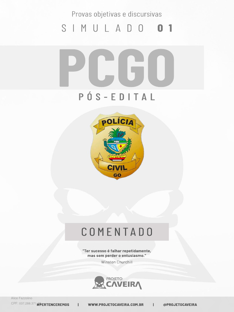 1º Simulado Completo - PCGO 2022 (Pós-Edital) - Projeto Caveira | PDF | Diana | Estado
