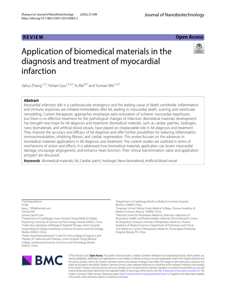 Application of Biomedical Materials in The Diagnosis and Treatment of ...