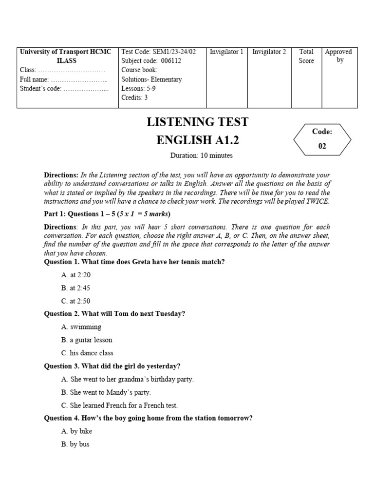Listening Test 2 | PDF | Learning | Human Communication