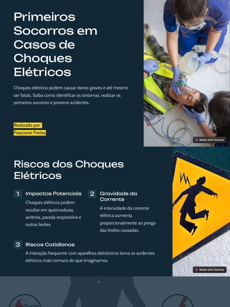 Primeiros Socorros: Choque Elétrico | PDF | Primeiros socorros | Queimadura