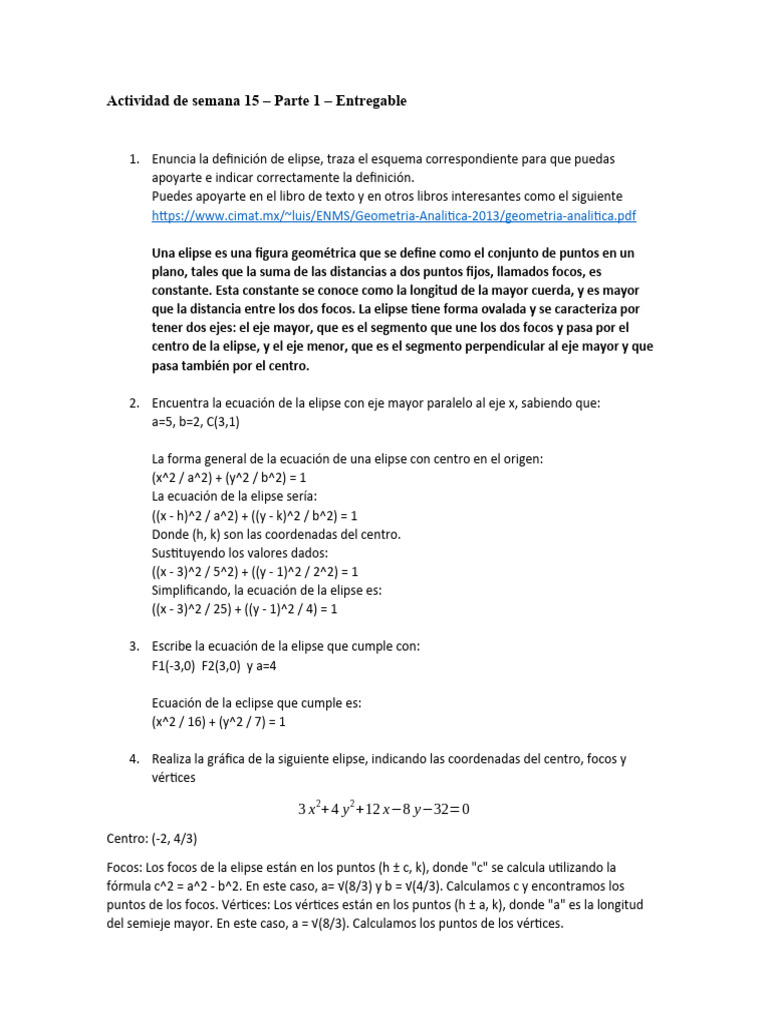 Definiciones y Ecuaciones de Elipses | PDF | Elipse | Geometría euclidiana