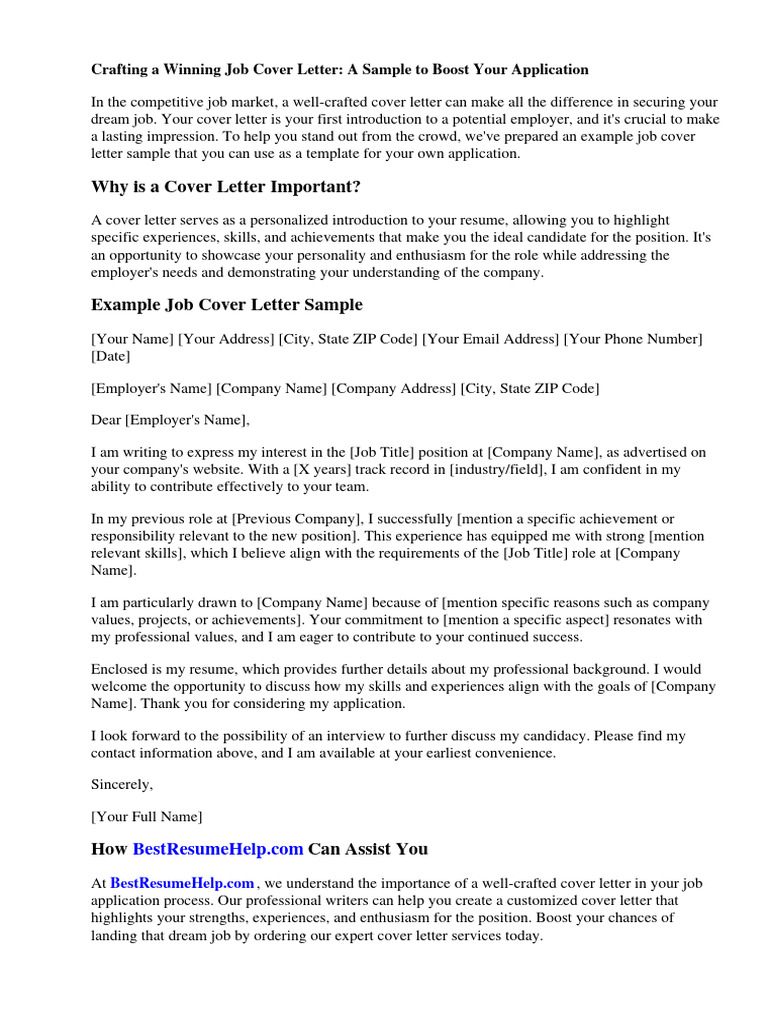 Example Job Cover Letter Sample | PDF