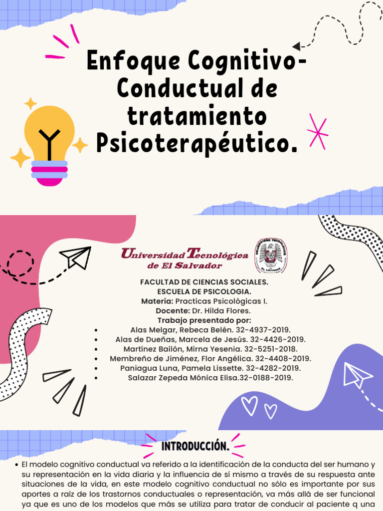 Enfoque Cognitivo-Conductual. | PDF | Terapia de conducta cognitiva ...