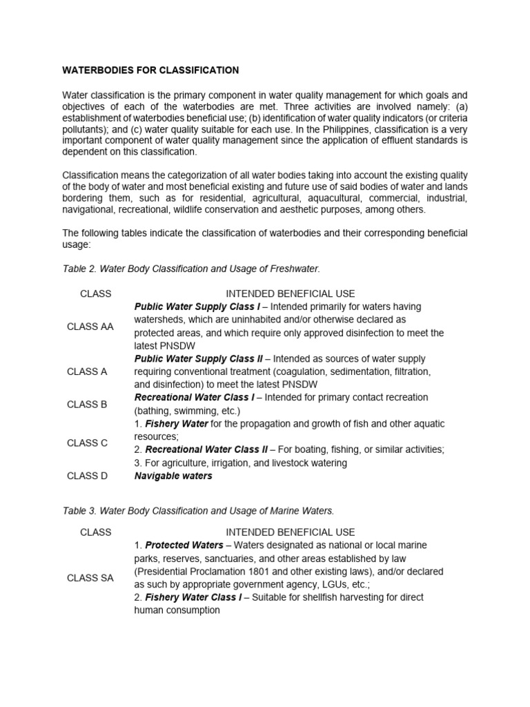 Waterbodies For Classification | PDF | Water Quality | Water