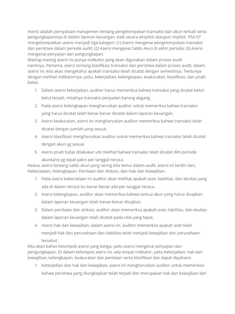 Asersi Manajemen | PDF | Pengelolaan Keuangan & Uang