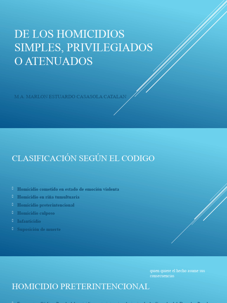De Los Homicidios Simples, Privilegiados o Atenuados | PDF | Homicidio ...