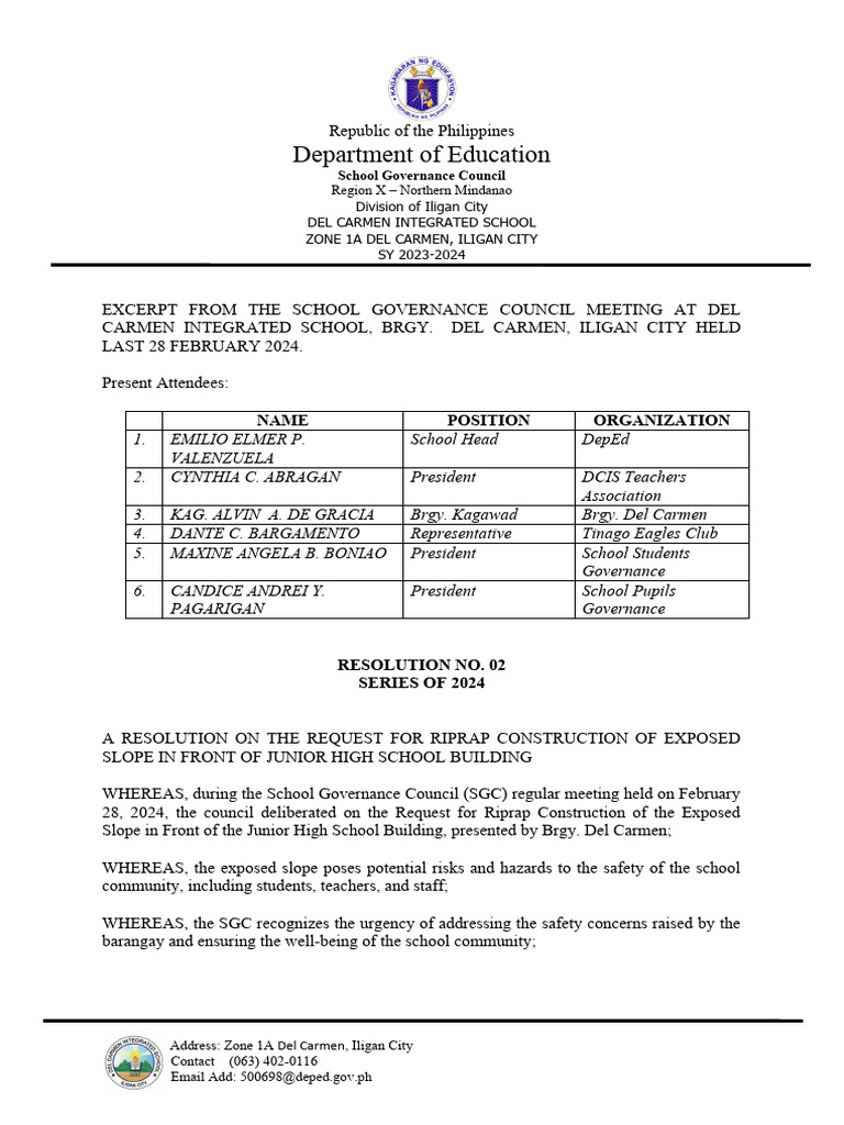 SGC Resolution ON RIPRAP | PDF | Safety