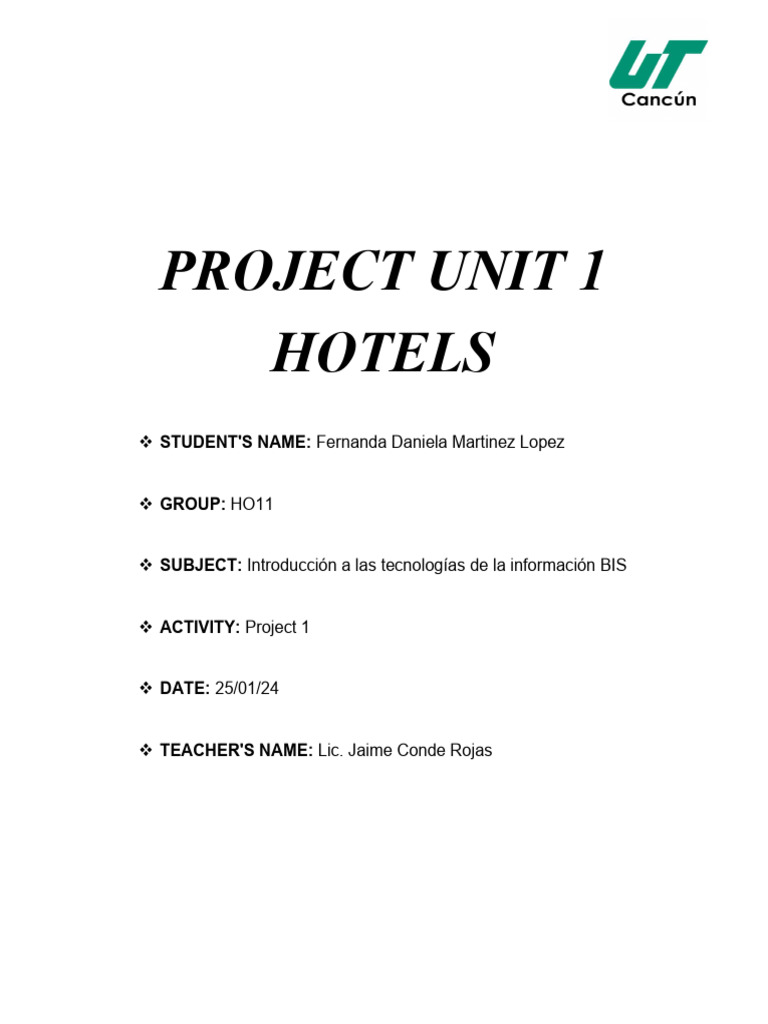 Project Unit 1 | PDF | Hotel | Resort