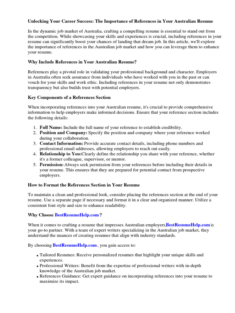 References Resume Australia | PDF | Résumé | Recruitment