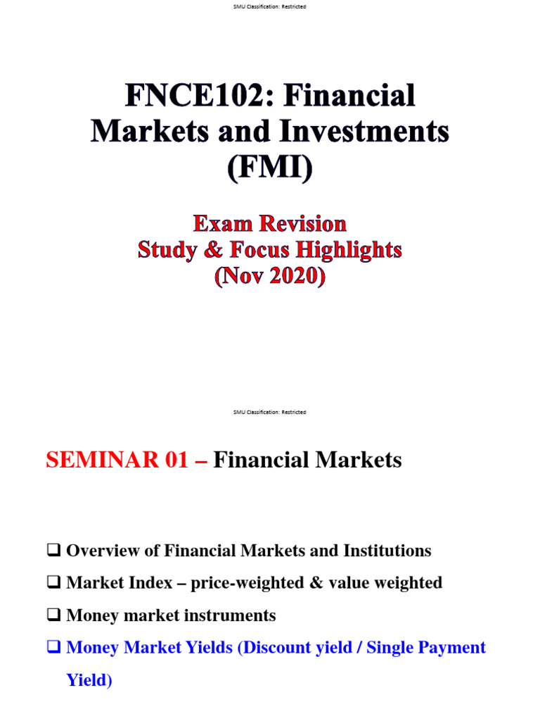 FMI - Exam - Revision Study - Focus (G1, G2, G3) | PDF | Capital Asset ...