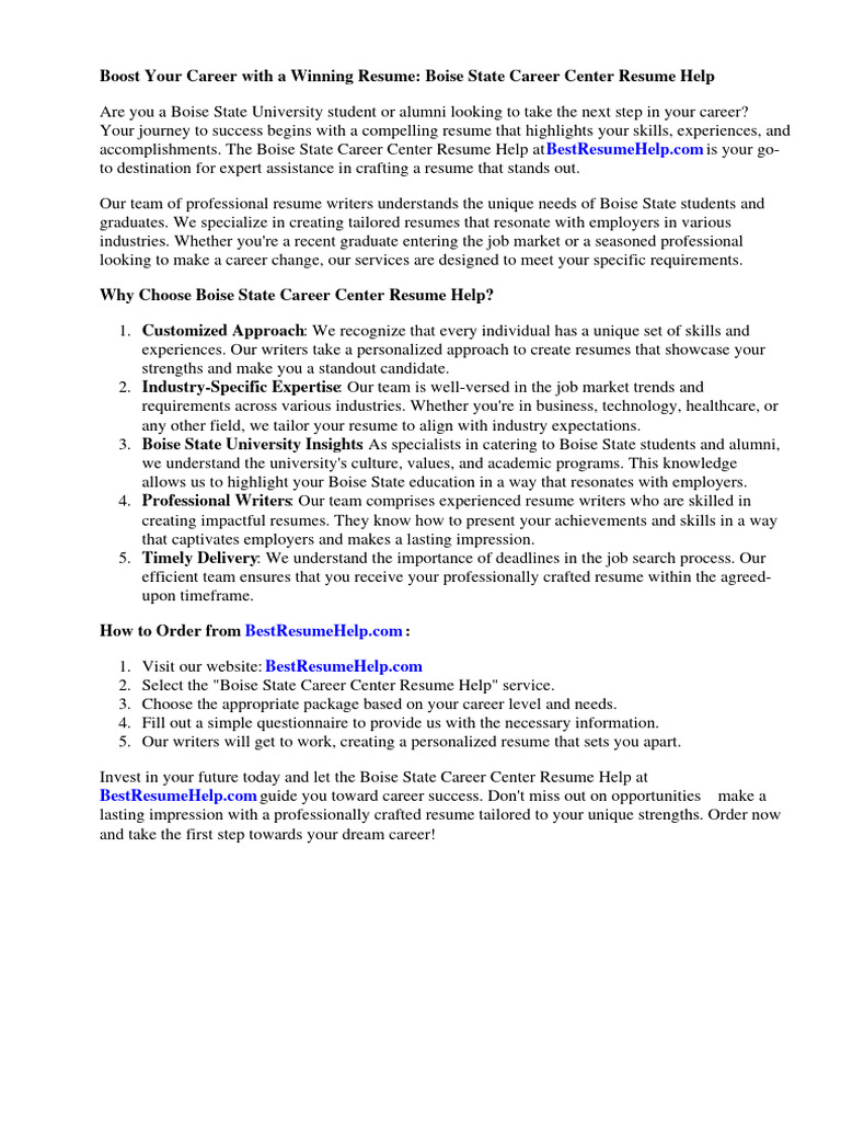 Boise State Resume Boost | PDF | Résumé | Teachers
