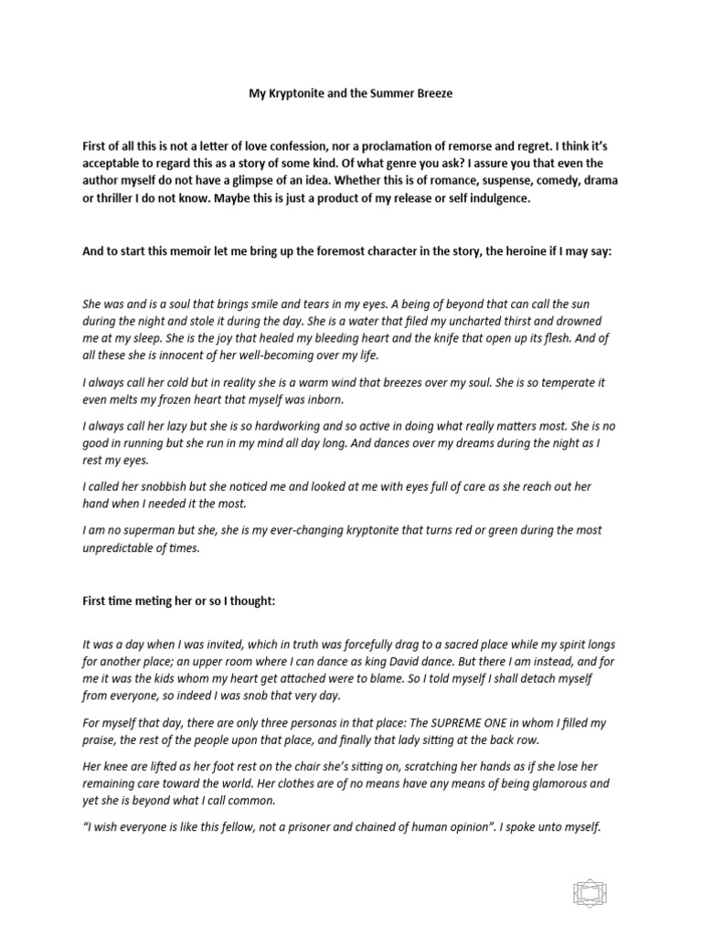 My Kryptonite and The Summer Breeze | PDF | Poetry