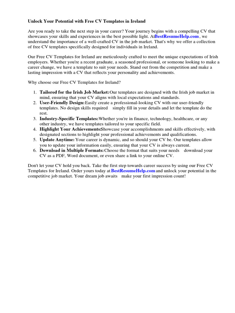 Free CV Templates for Ireland | PDF | Résumé