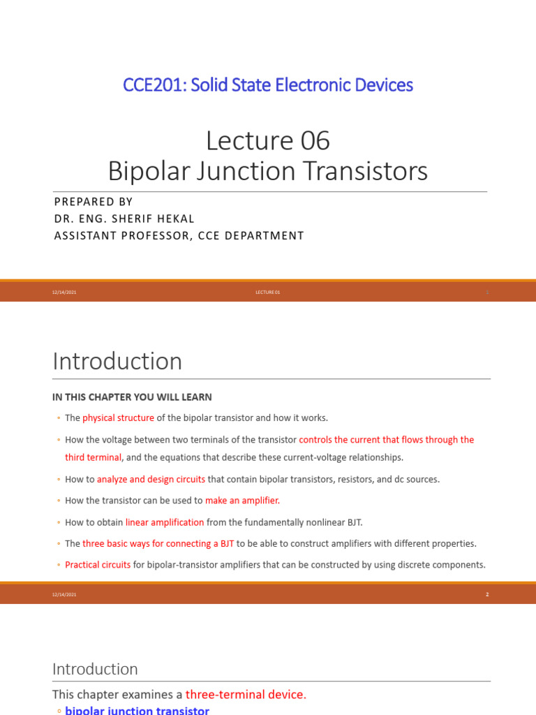 Lect 06 Bipolar Junction Transistor | PDF | Bipolar Junction Transistor | Transistor