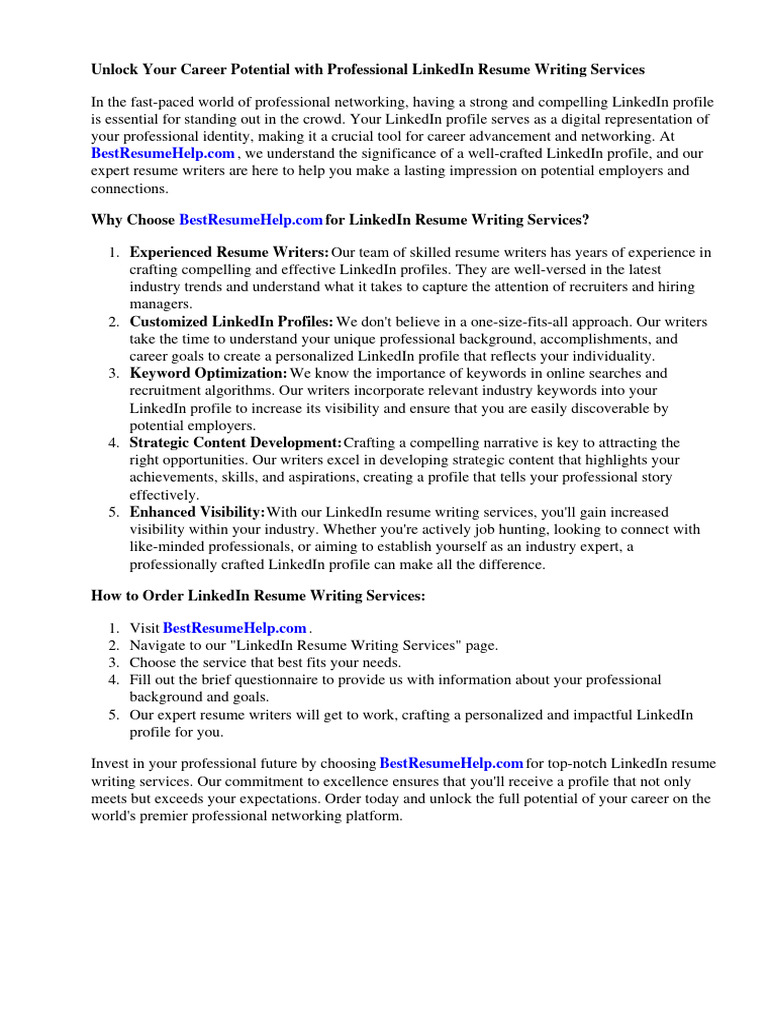 Linkedin Resume Writing Services | PDF | Linked In | Résumé