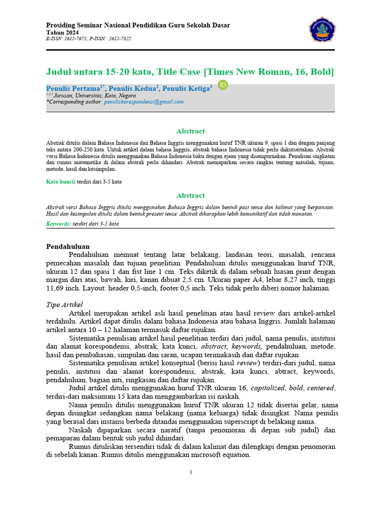 Template PAPER SEMNAS PGSD | PDF