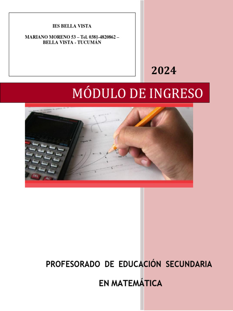 Cuadernillo INGRESO 2024 Mat | PDF | Números | Número Real