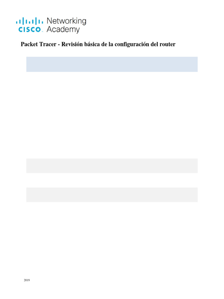 14.3.5 Packet Tracer - Basic Router Configuration Review | Descargar gratis PDF | Enrutador ...