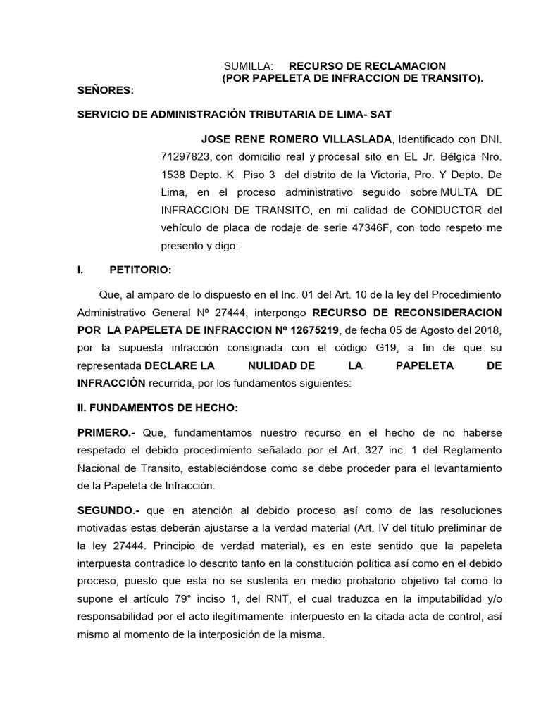 Recurso de Reconsideracion Moto Al Sat | PDF | Gobierno | Ley común