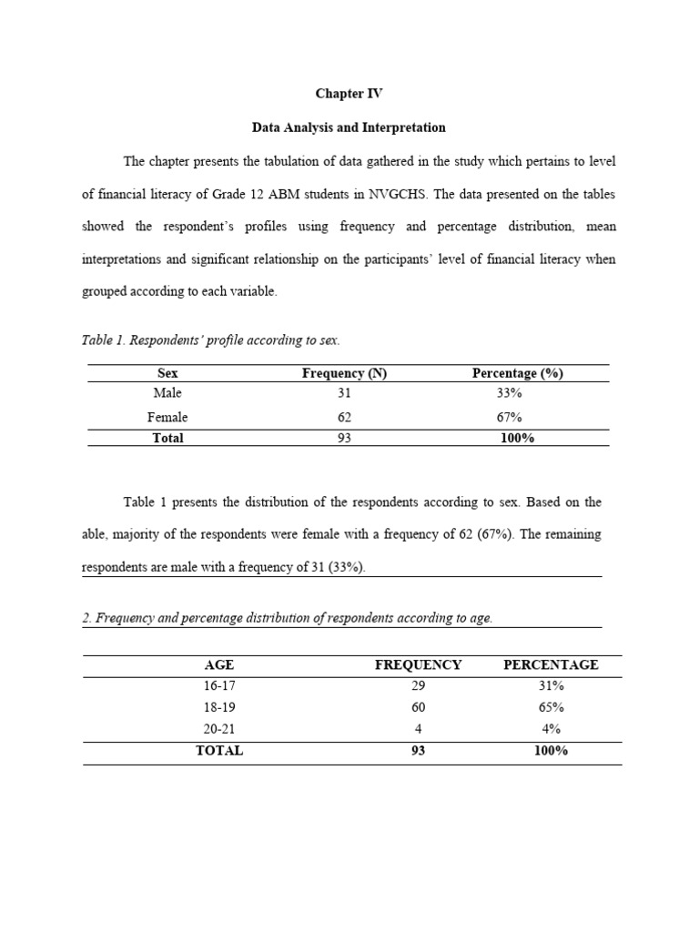 Sample Format For Chapter IV Data Presentation | Download Free PDF | P Value