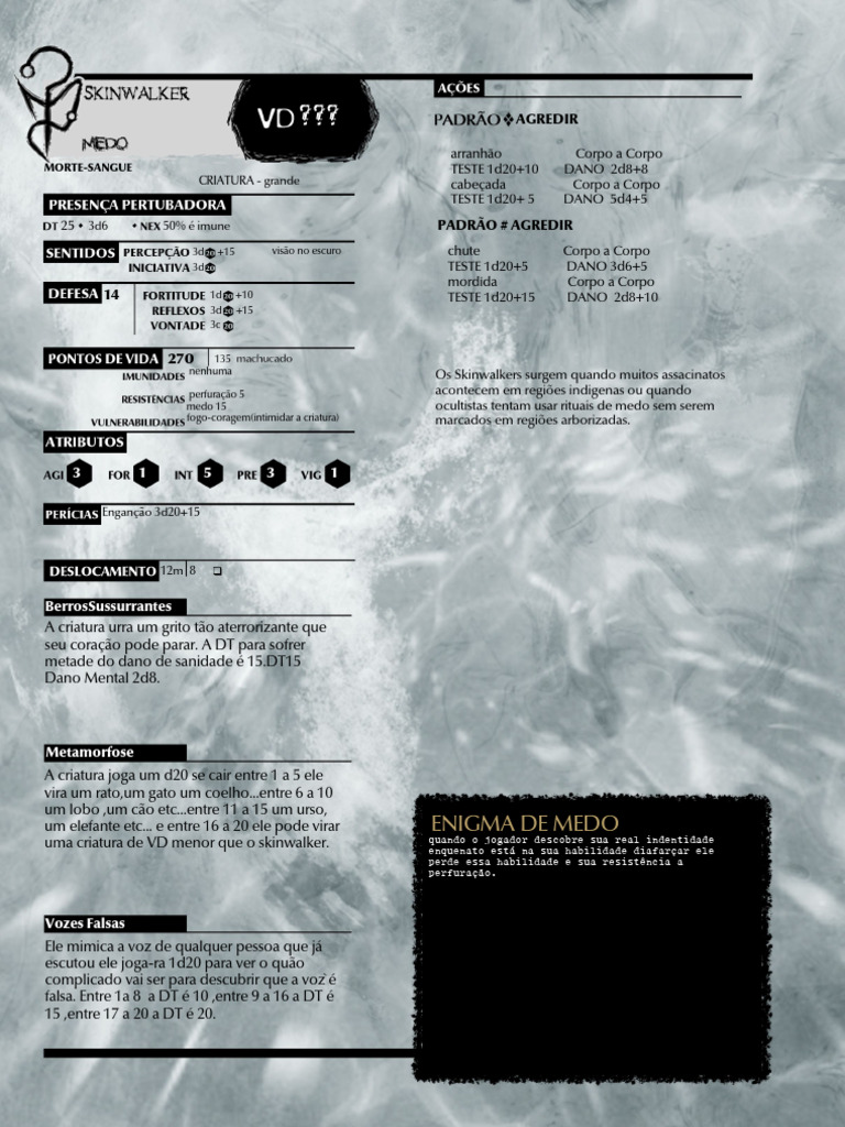 Ficha_skinwalker | PDF