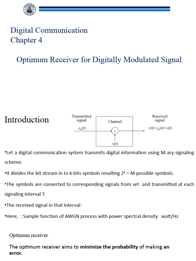 Digital Communication Chapter 4 | PDF | Detector (Radio) | Basis (Linear Algebra)