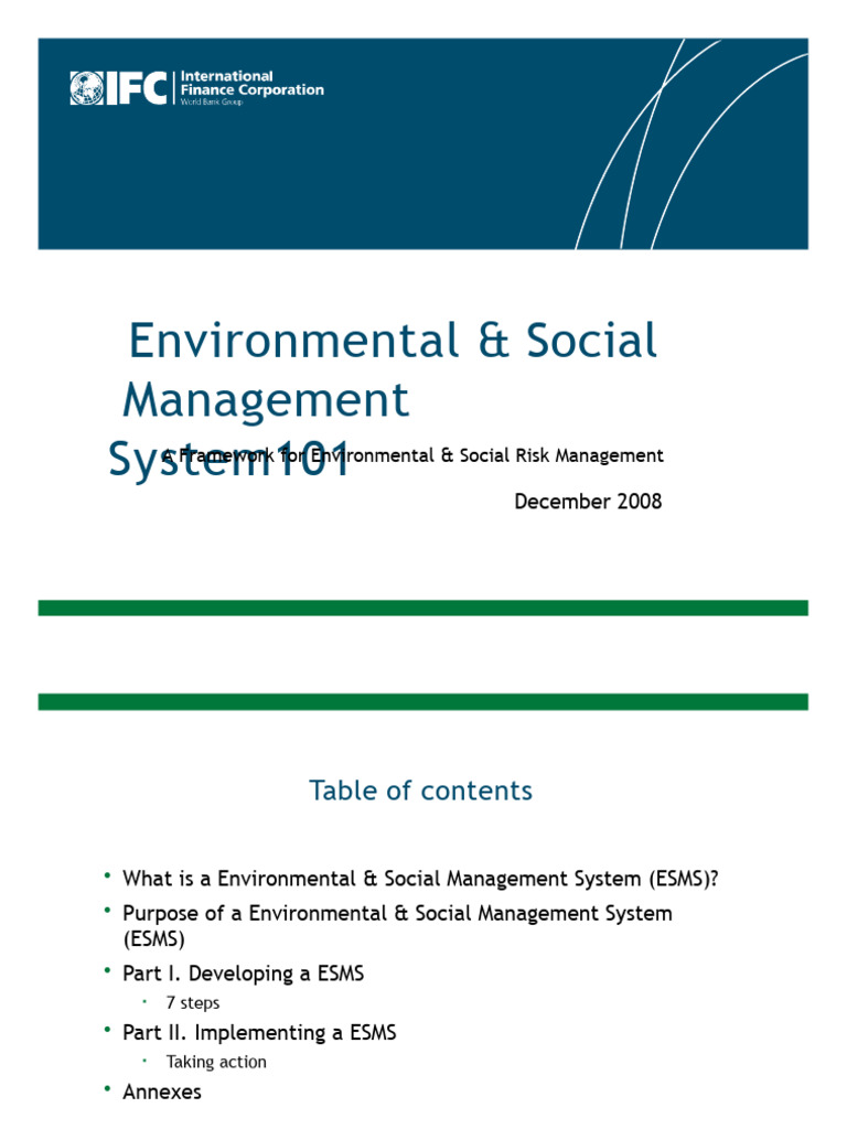 IFC ESMS 101 Presentation | PDF | Risk | Due Diligence